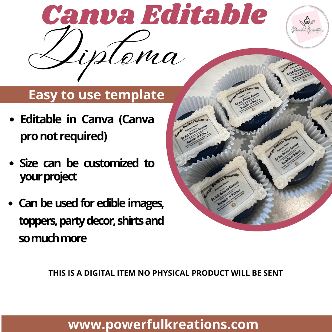 Canva Editable Diploma template – Powerful Kreations